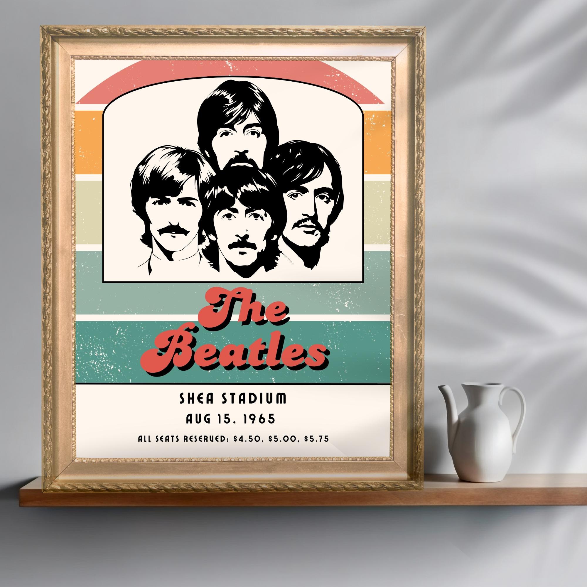 Retro Beatles Concert Art Poster, Shea Stadium 1965 (digital Download ...