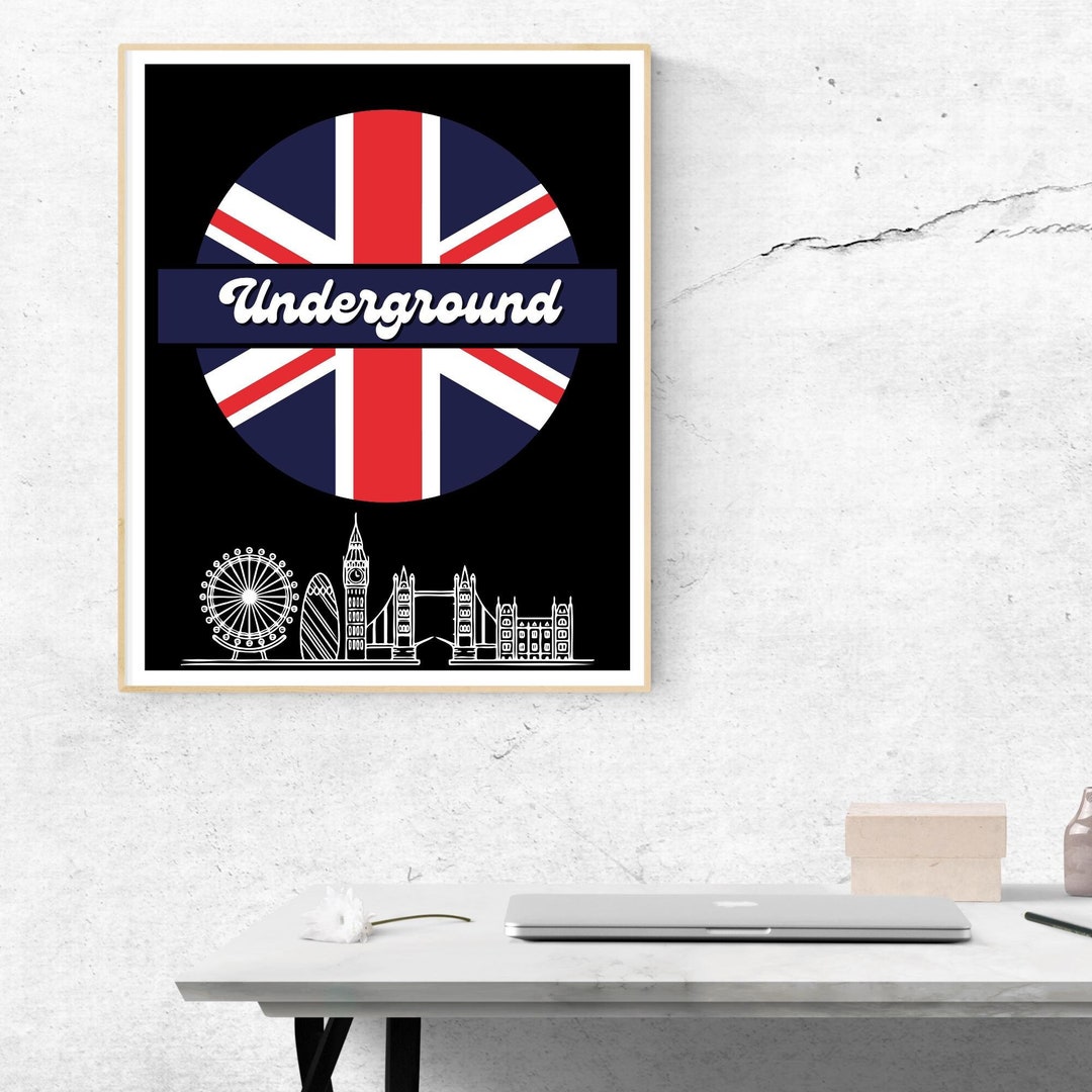 London Underground Art,london Skyline Art,london Flag Art,london ...