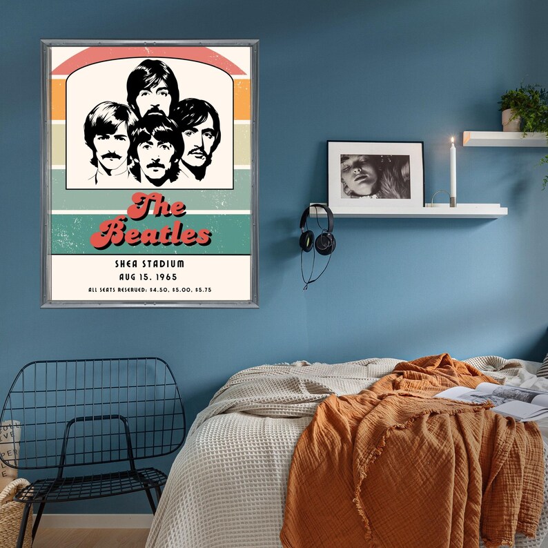 Retro Beatles Concert Art Poster, Shea Stadium 1965 (digital Download ...