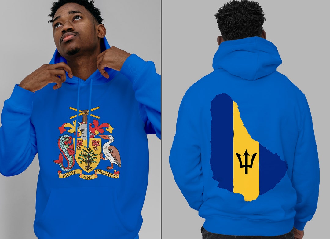 Barbados Hoodie | Coat of Arms / Emblem and Flag | Front and Back ...