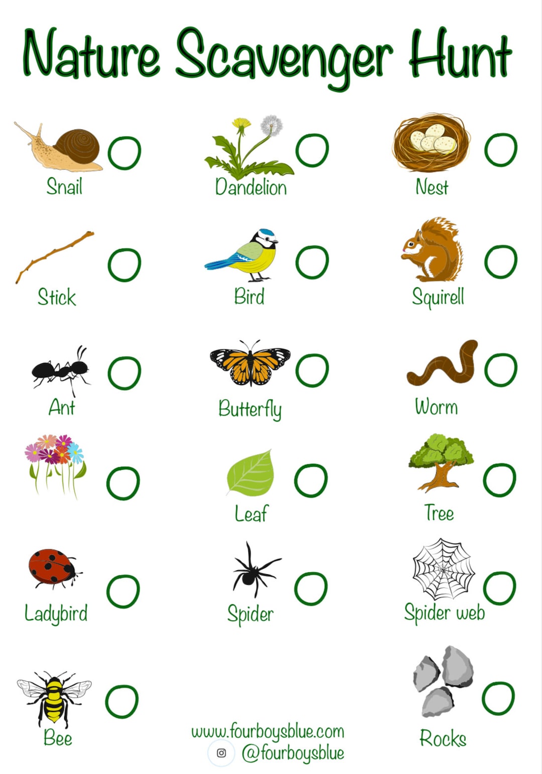 Kids Nature Scavenger Hunt - Etsy