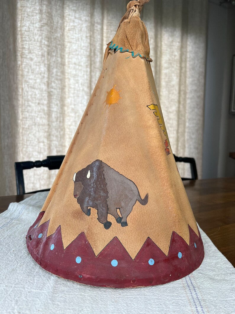 Incredible, Large Hand Painted, Leather, Native American Indian Teepee ...