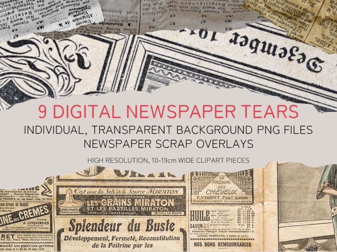 Newspaper Overlays for Digital Planner/scrapbook/journal/notebook ...