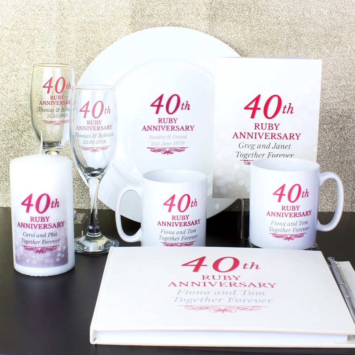 Personalised 40th Ruby Anniversary Mug Set Perfect - Etsy