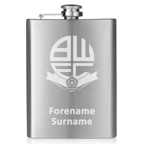 Personalised Bolton Wanderers Fc Crest Hip Flask Official | Etsy