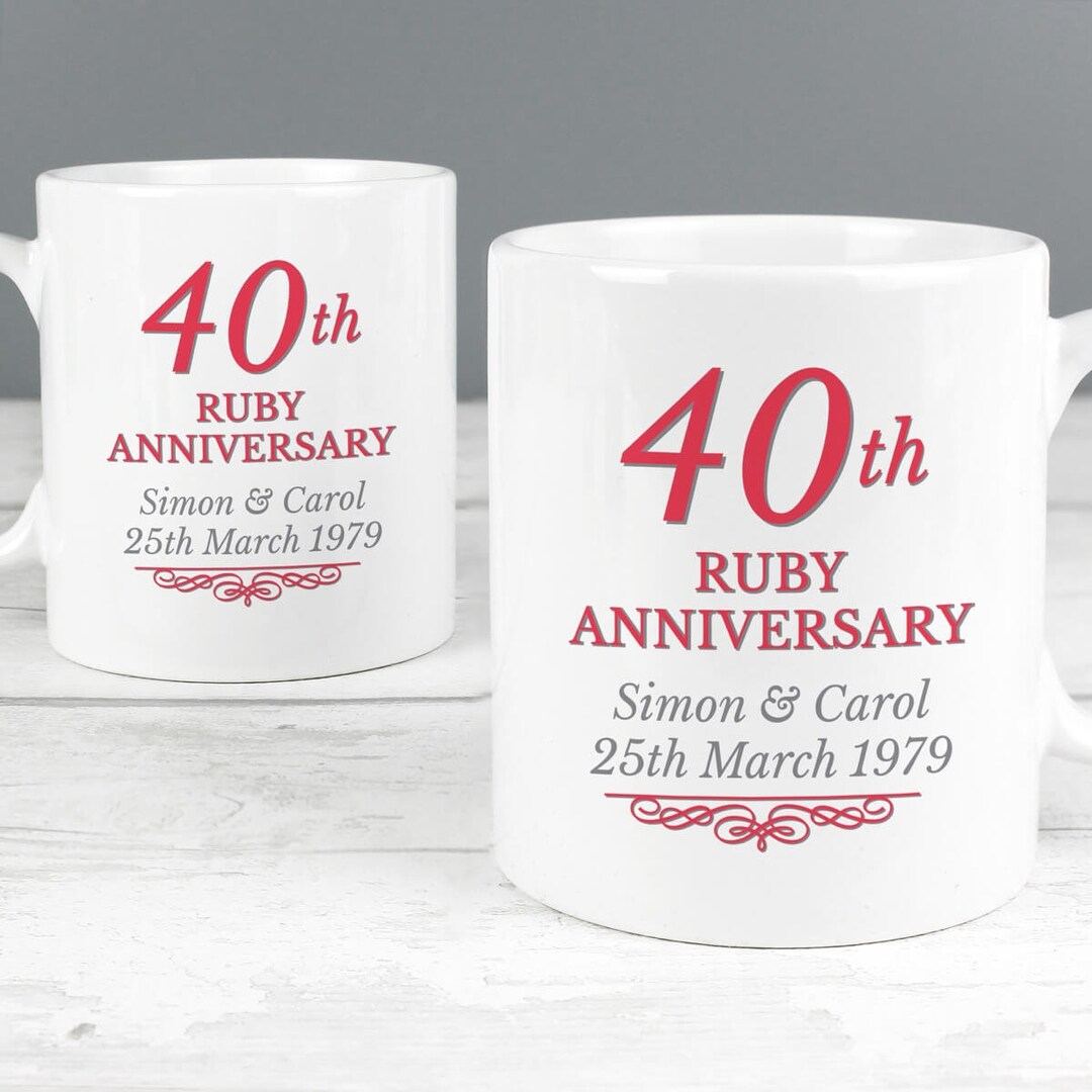 Personalised 40th Ruby Anniversary Mug Set | Perfect Anniversary Gift ...