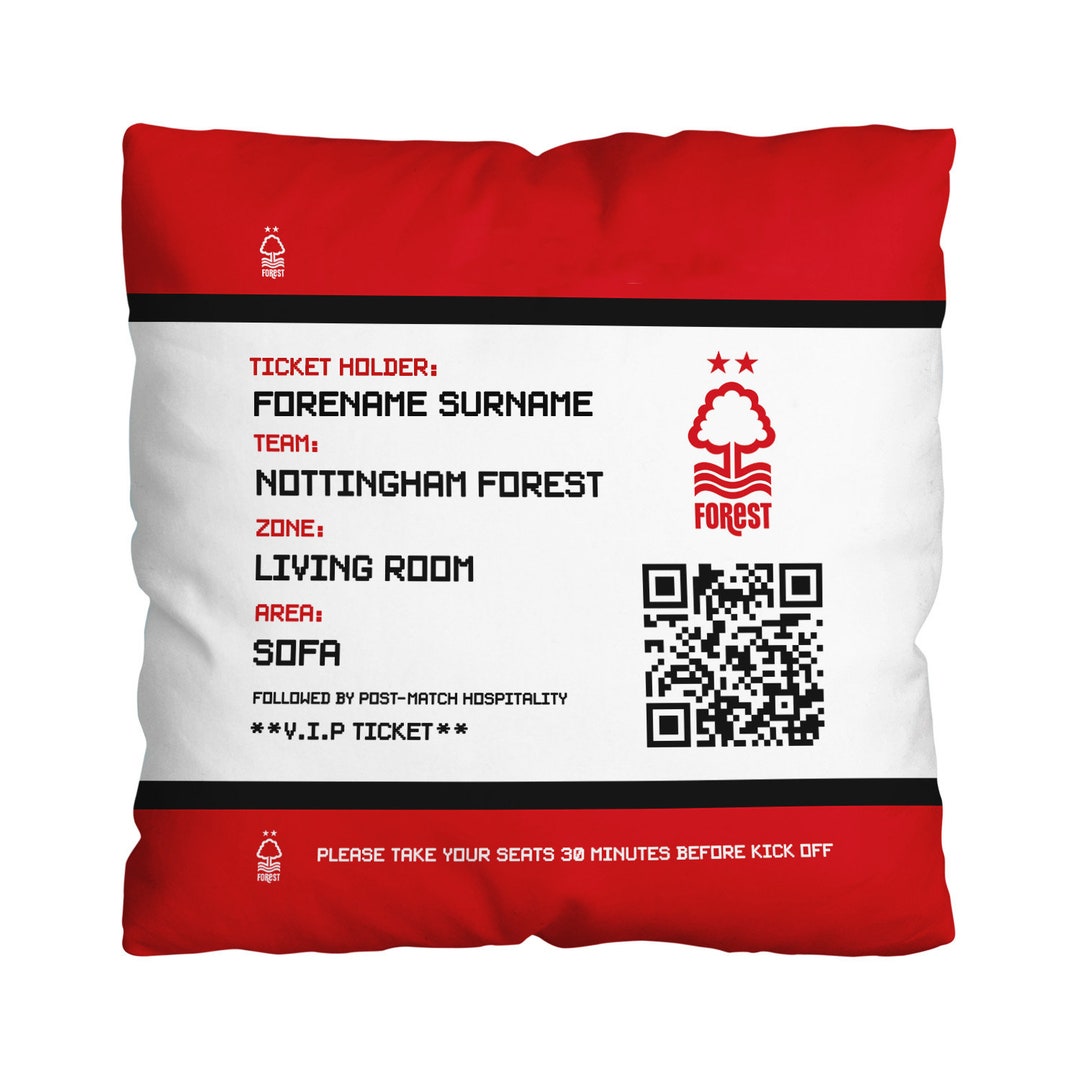 Personalised Nottingham Forest Ticket Cushion - Officially Licensed ...