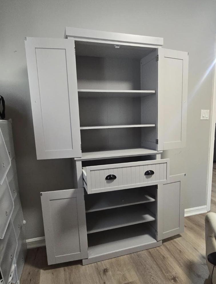 Grey pantry cabinet store