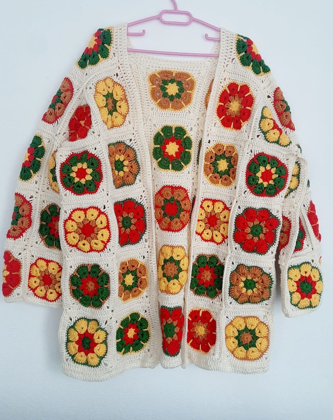 Spring Granny Square Cardigan, Chunky Cardigan, Crochet Cardigan ...