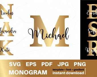 Split Monogram Svg - Etsy