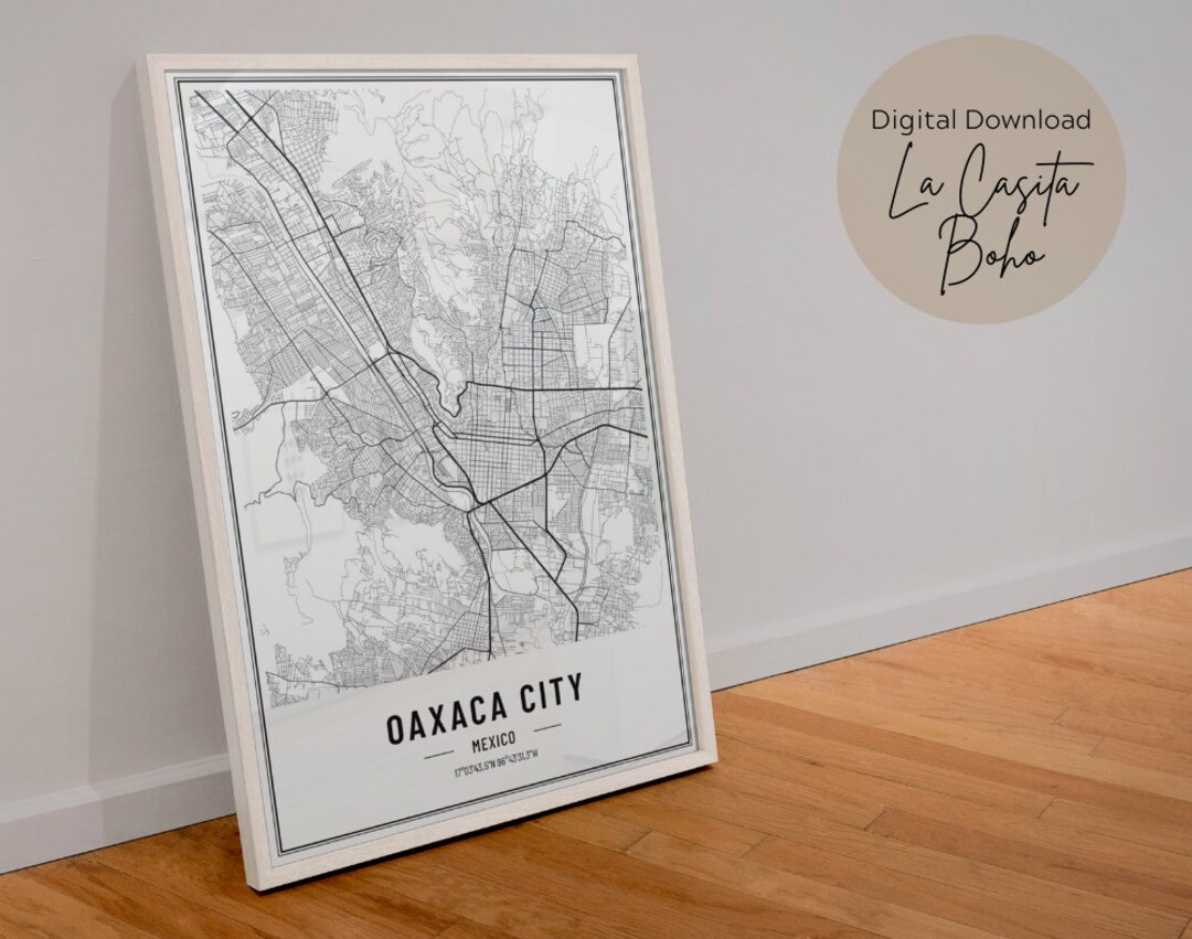 Oaxaca City, Map, Print, Mexico, Poster, Wall Art, Digital Download ...