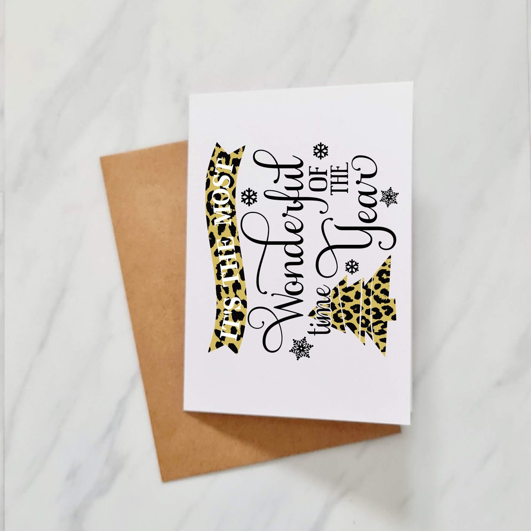 Merry Christmas Card | Leopard Print, Holiday Card - Etsy