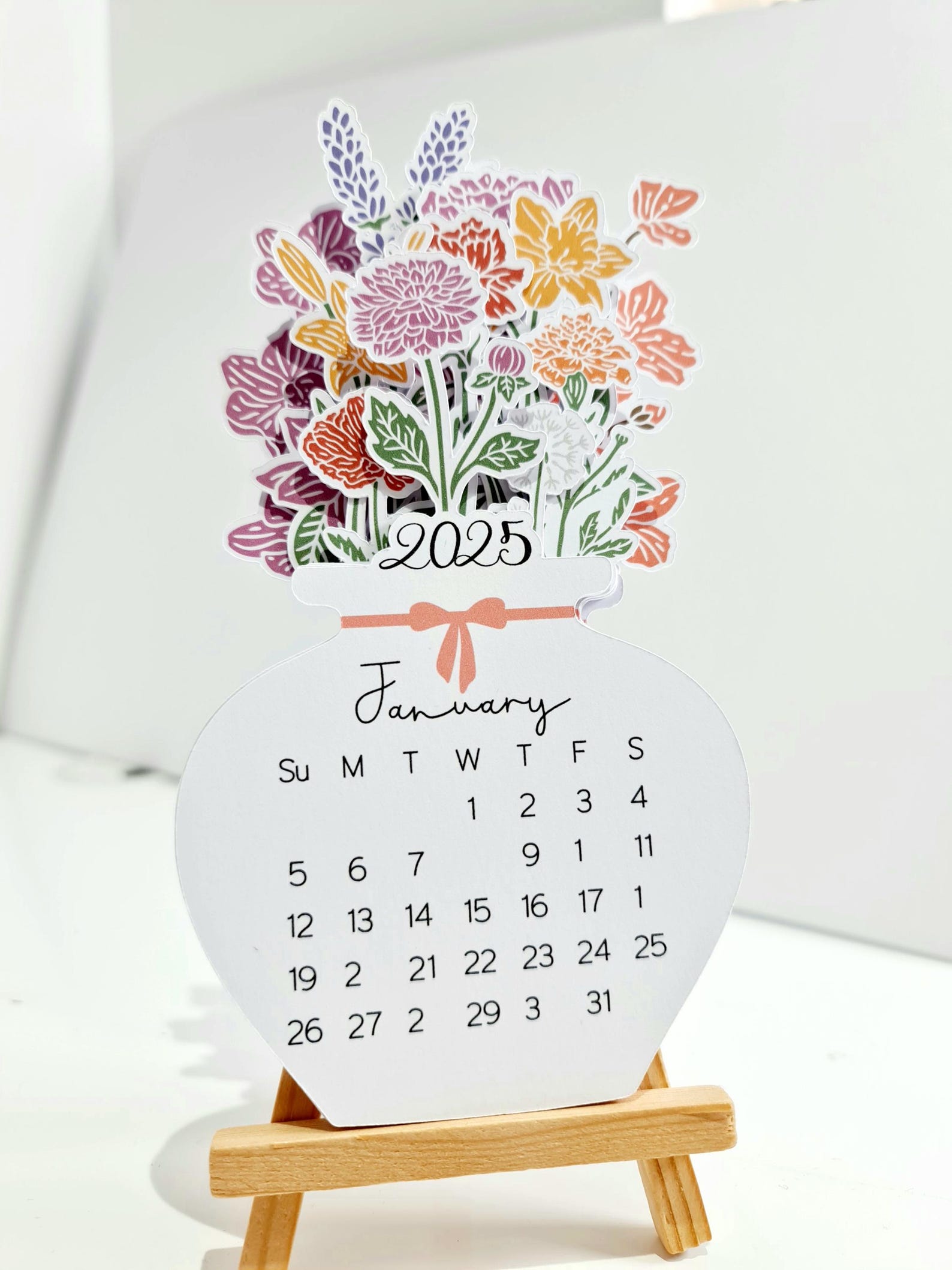 Vibrant Flower Vase Desk Calendar 2025 Calendar - Etsy