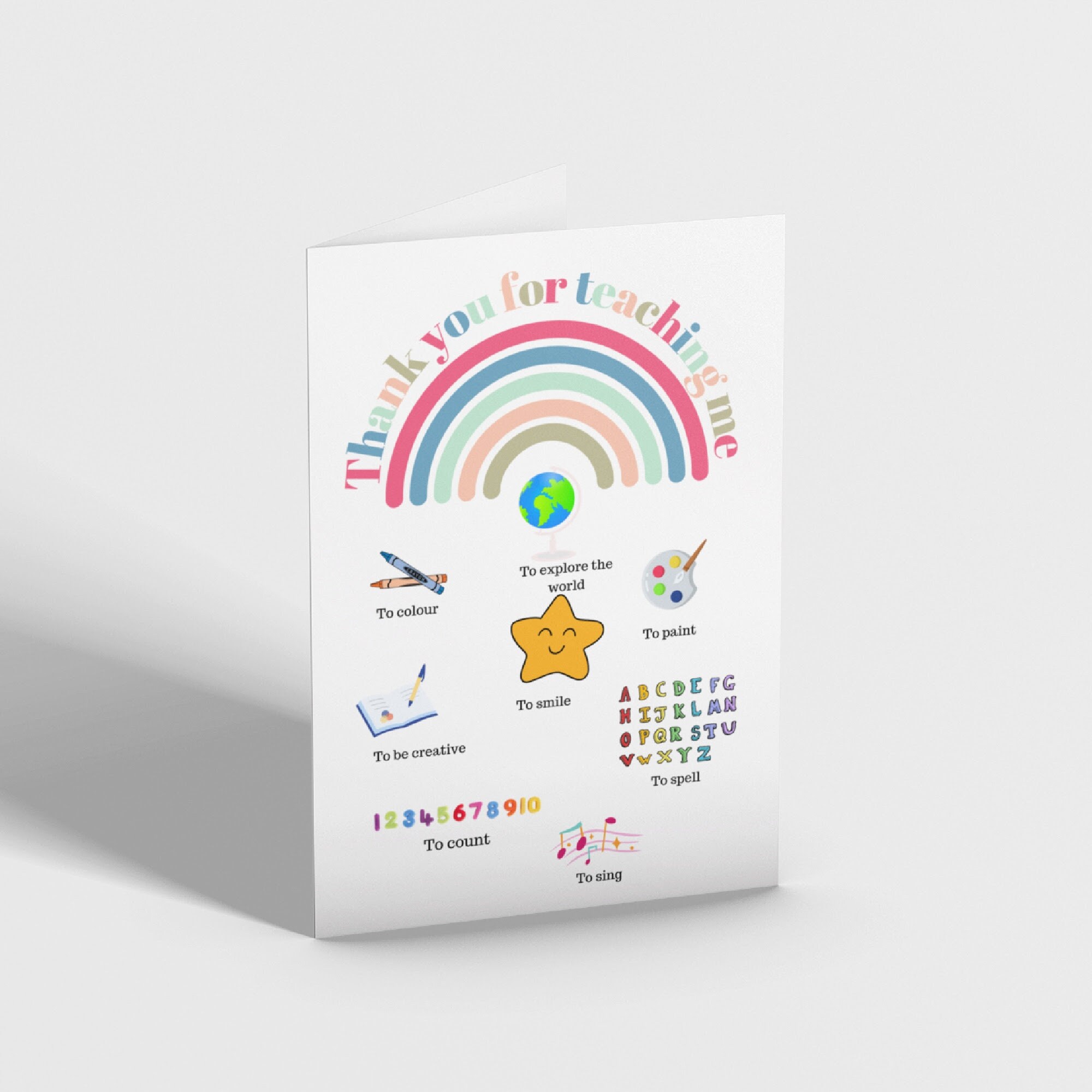 Teacher Thank You Card Boho Rainbow Teacher Thank You Card - Etsy