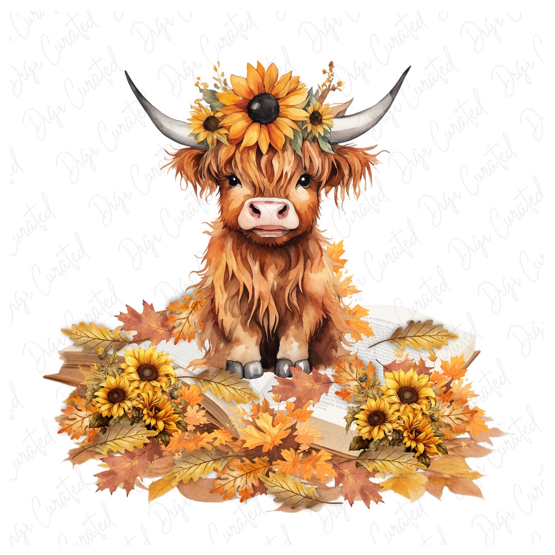 Highland Cow PNG Clip Art, Cow Clip Art, Baby Cow, Fall PNG, Digital ...