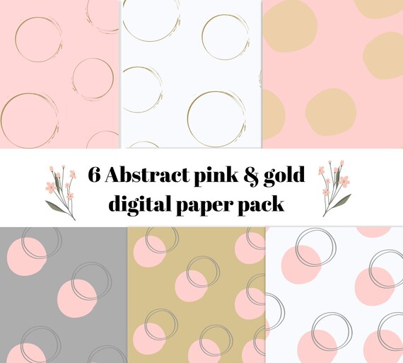 Pink an Gold Minimalist Digital Paper Pack Abstract Pink - Etsy