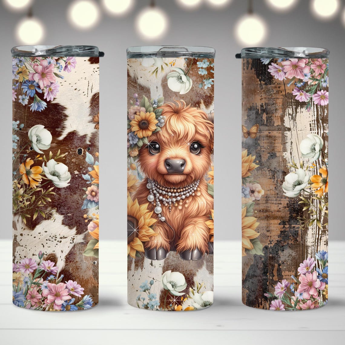 Cute Highland Cow 20 Oz Tumbler Wrap, Tumbler Wrap Design, Cow ...
