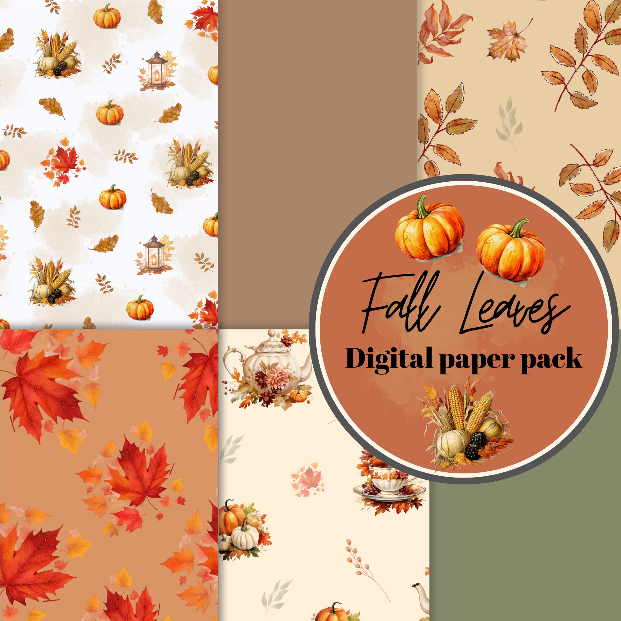 Fall Themed Digital Paper Pack, Thanksgiving Digital Paper, Fall Pages ...