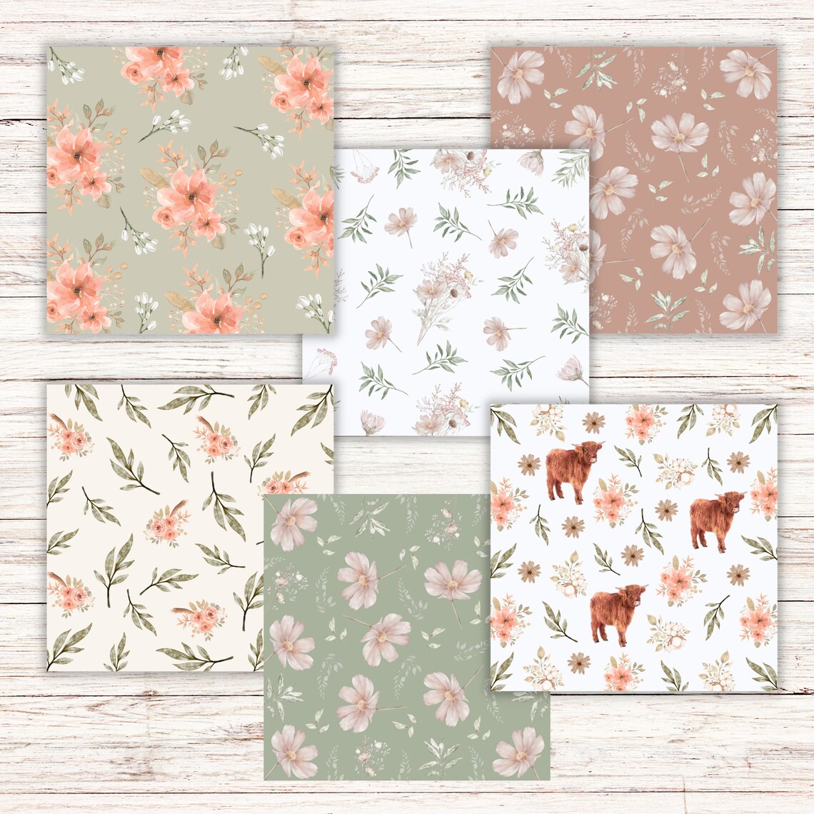 Highland Cow Digital Papers, Highland Cow Backgrounds, Digital Download ...