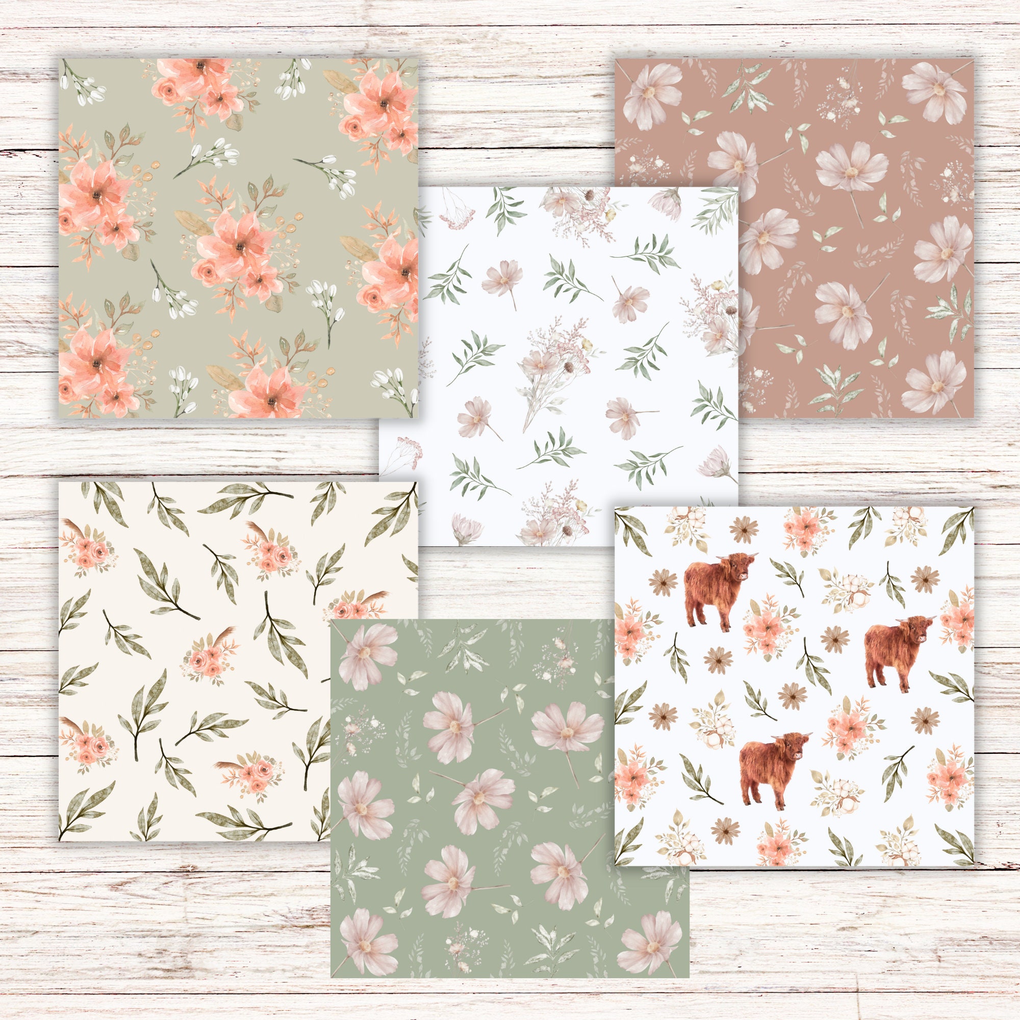 Highland Cow Digital Papers, Highland Cow Backgrounds, Digital Download ...