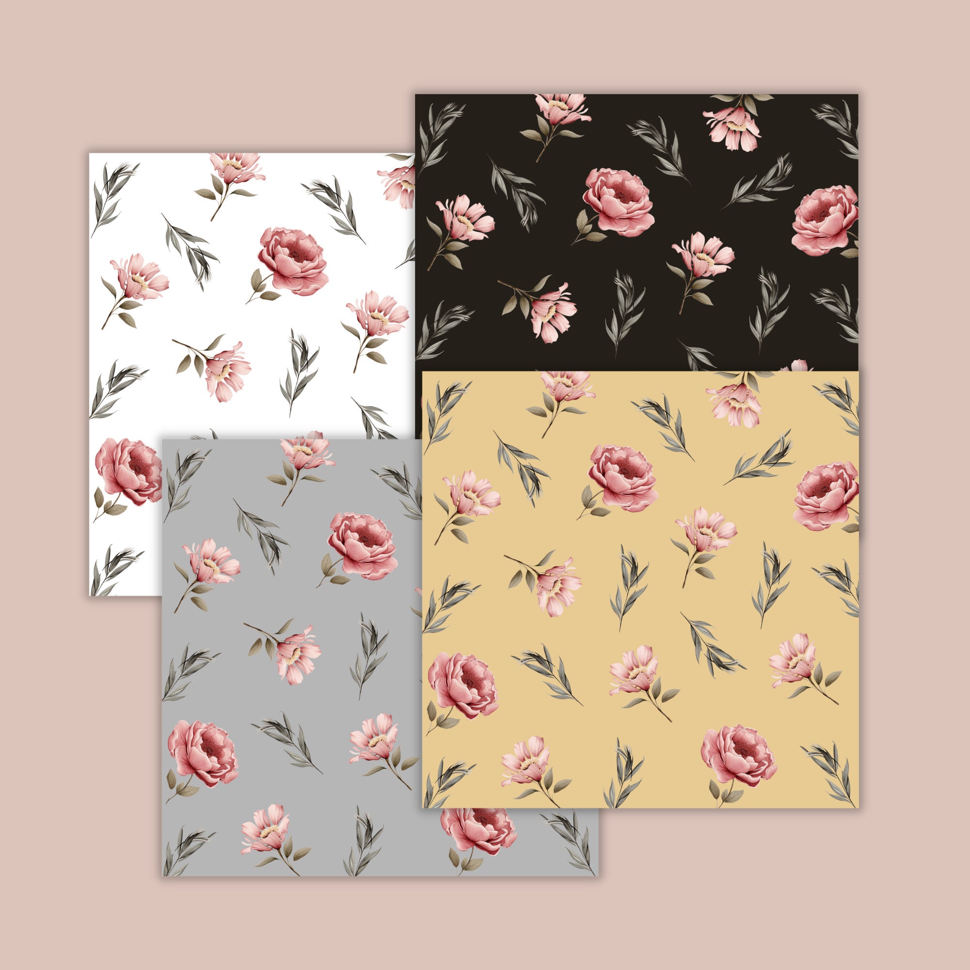 Floral Digital Paper Digital Paper Scrapbook Digital Paper - Etsy