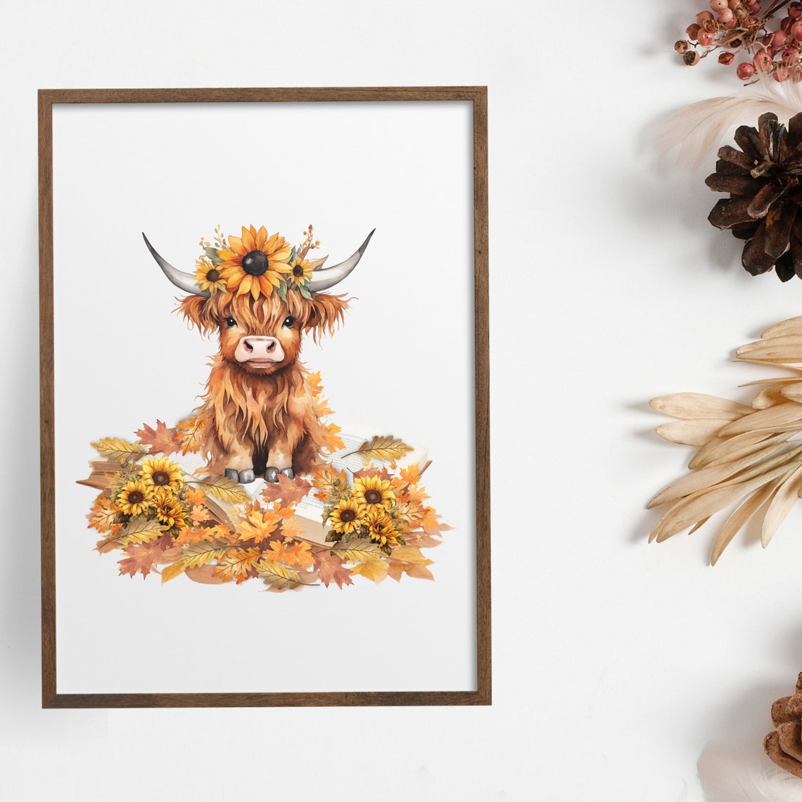 Highland Cow PNG Clip Art, Cow Clip Art, Baby Cow, Fall PNG, Digital ...