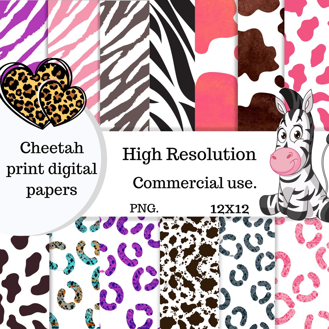 Animal Print Backgrounds, Digital Paper, Zebra Print, Cheetah Print ...