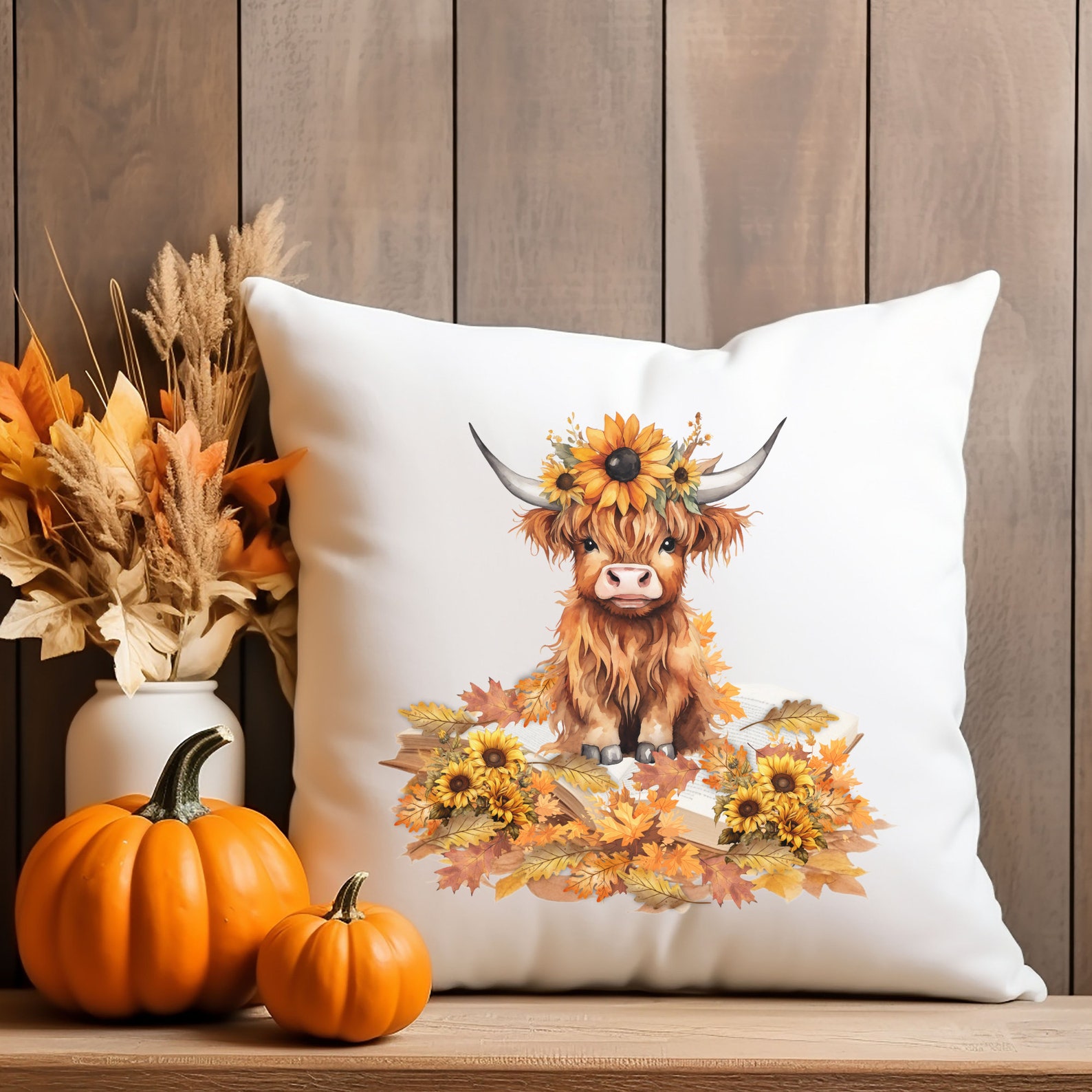 Highland Cow PNG Clip Art, Cow Clip Art, Baby Cow, Fall PNG, Digital ...