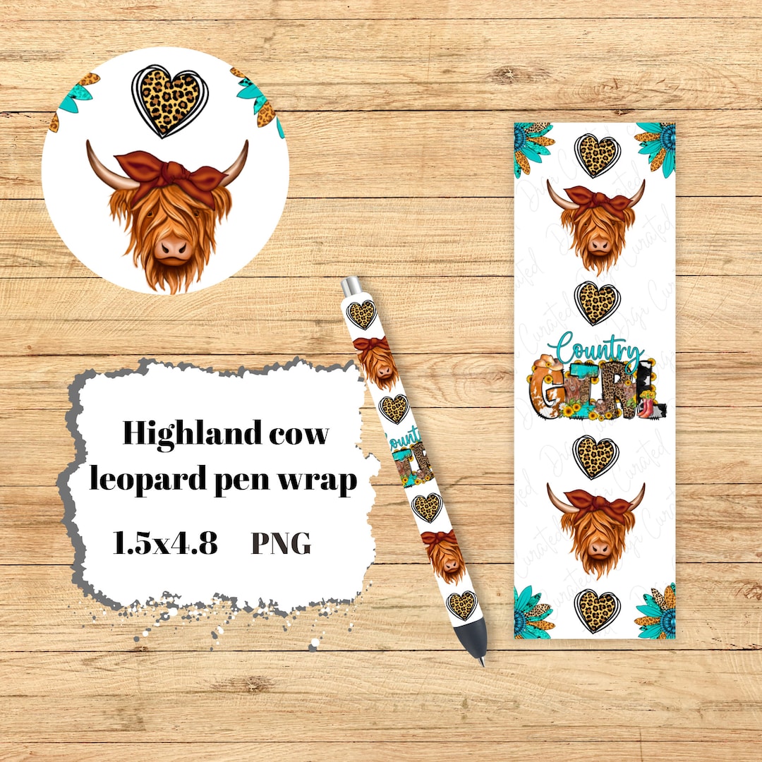 Highland Cow Leopard Pen Wrap, Cow Pen Wrap Design, Leopard Print ...