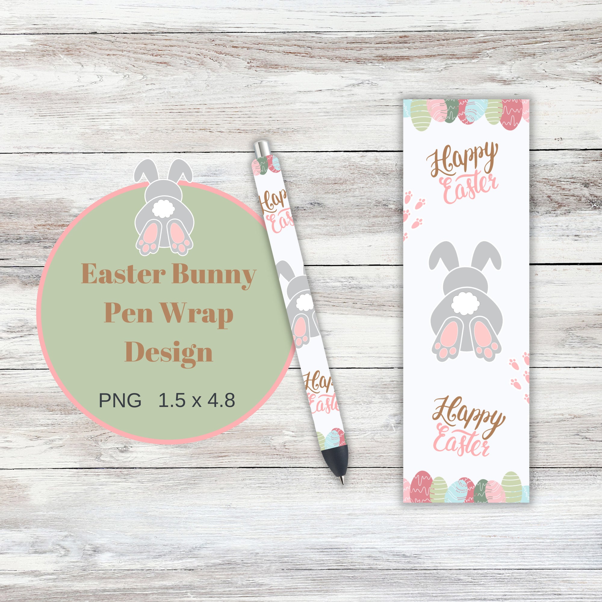 Happy Easter Bunny Pen Wrap, Pen Wrap PNG, Easter Pen Wrap Design ...