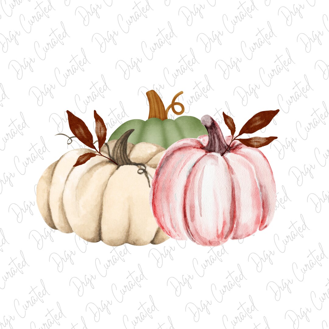 Pumpkin Clip Art, Fall Clip Art PNG, Digital Download, Fall Watercolor ...