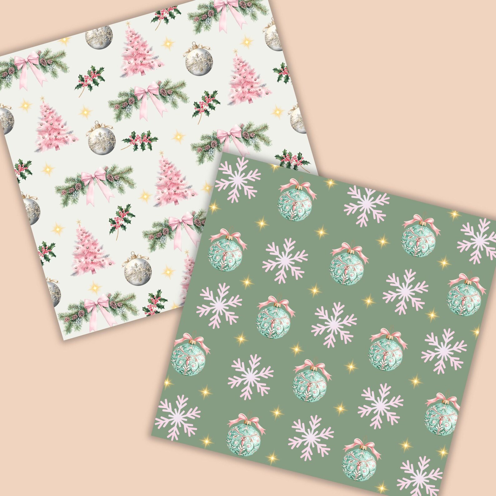 Christmas Nutcracker Digital Papers, Pink Christmas PNG, Digital Paper ...