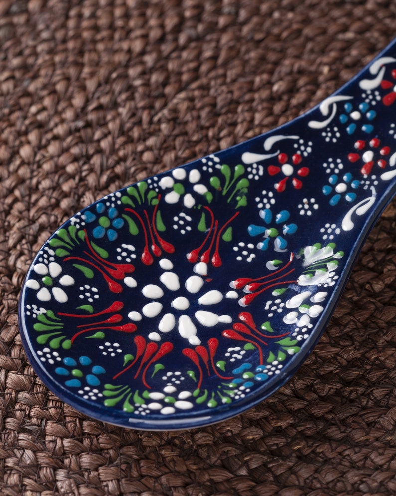 Handmade Ceramic Spoon Rest, Blue Turkish Spoon Rest for Kitchen, Hand ...