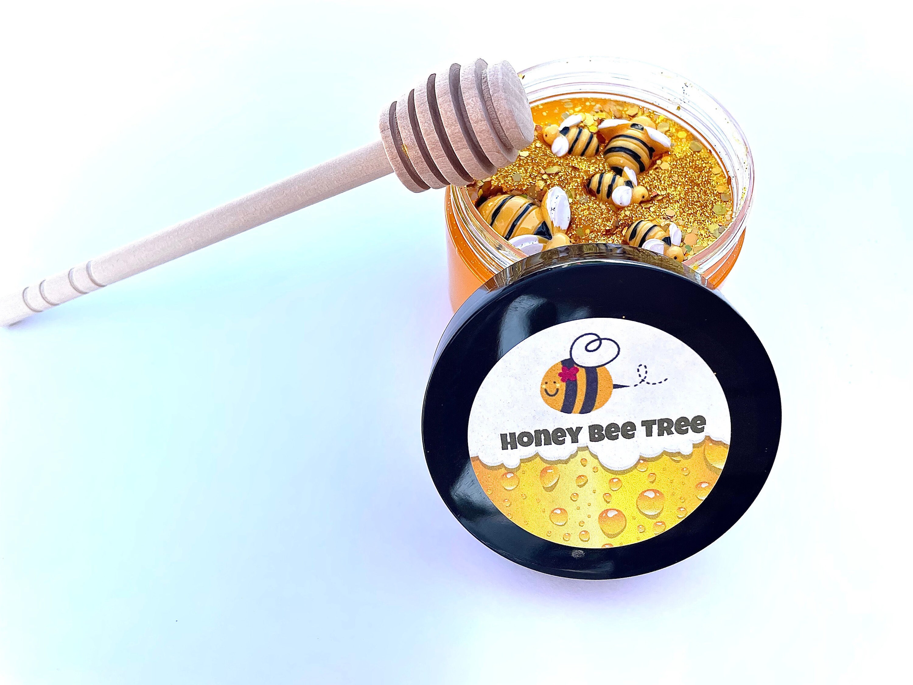 Honey Bee Tree Clear Yellow Slime With 6 Inch Honey Pot Dipper ~ Bumble ...