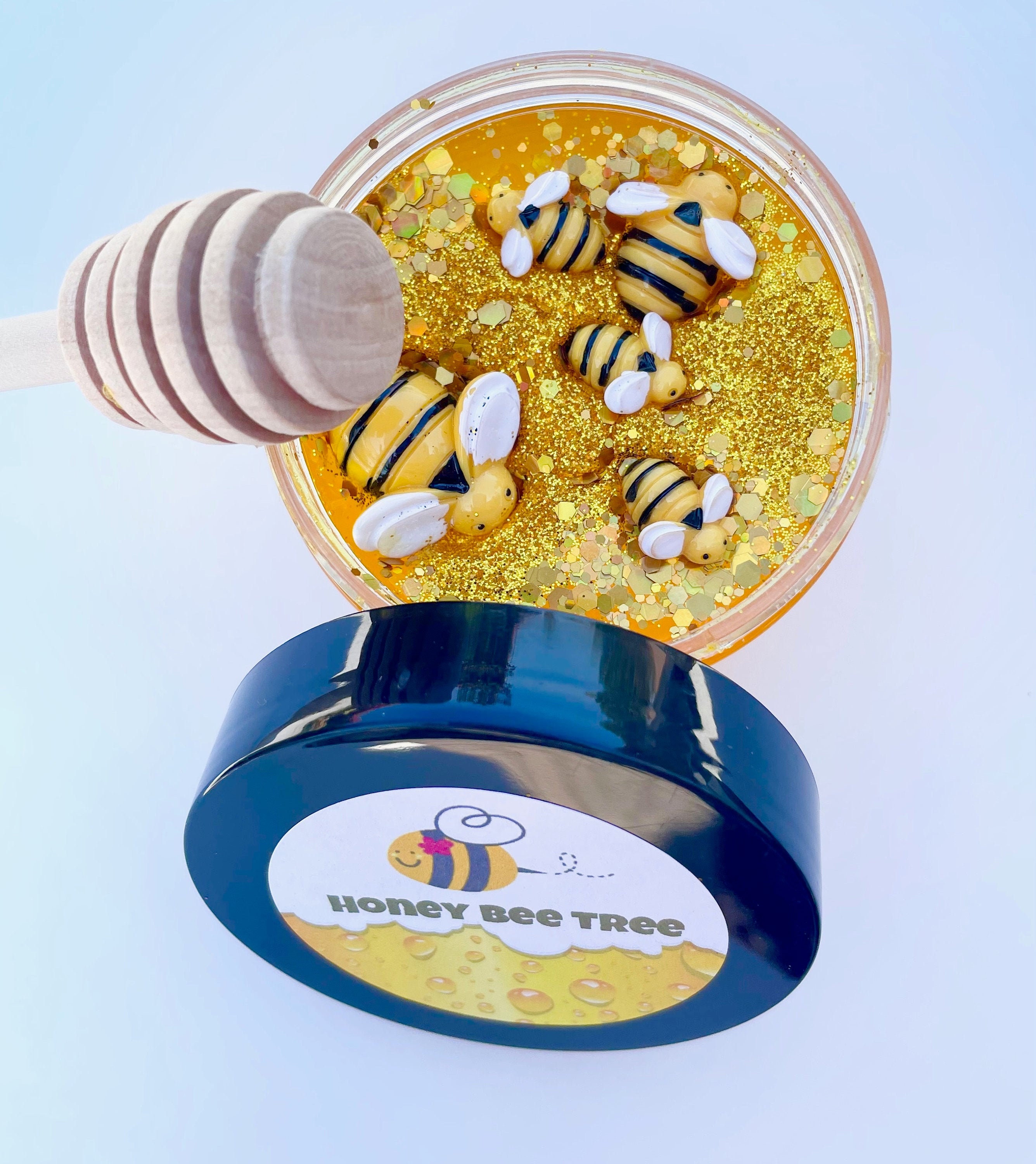 Honey Bee Tree Clear Yellow Slime With 6 Inch Honey Pot Dipper ~ Bumble ...