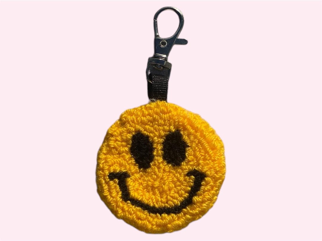 Smiley Face Keychain * Backpack Charm * Key Ring * Zipper Charm * Car ...