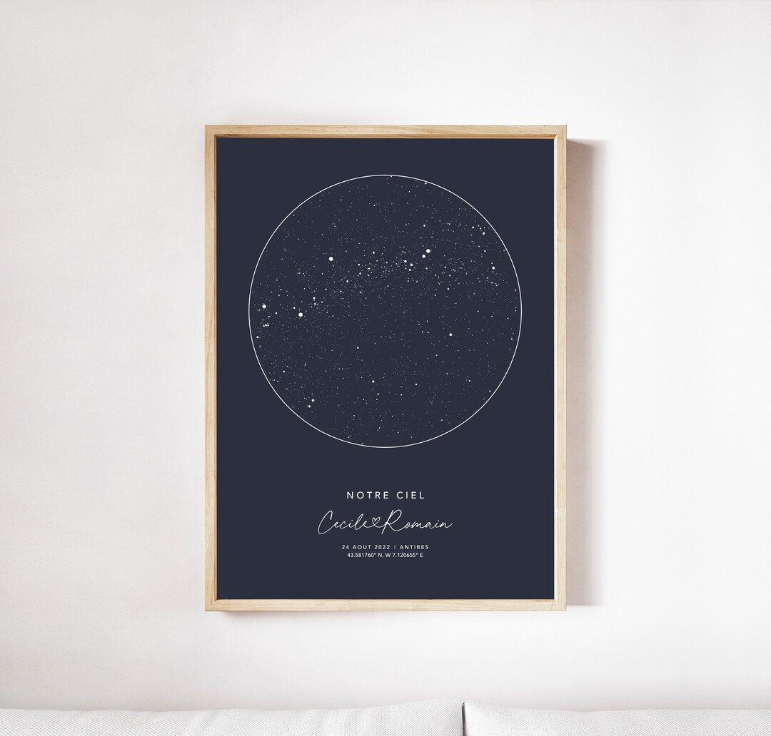 Personalized Sky Map Poster in PDF, Digital Starry Meeting Day Sky Map ...
