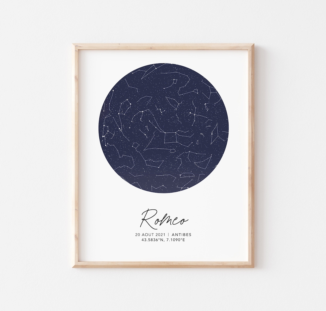 Personalized Digital Sky Map, Birth Constellation Poster in PDF Format ...
