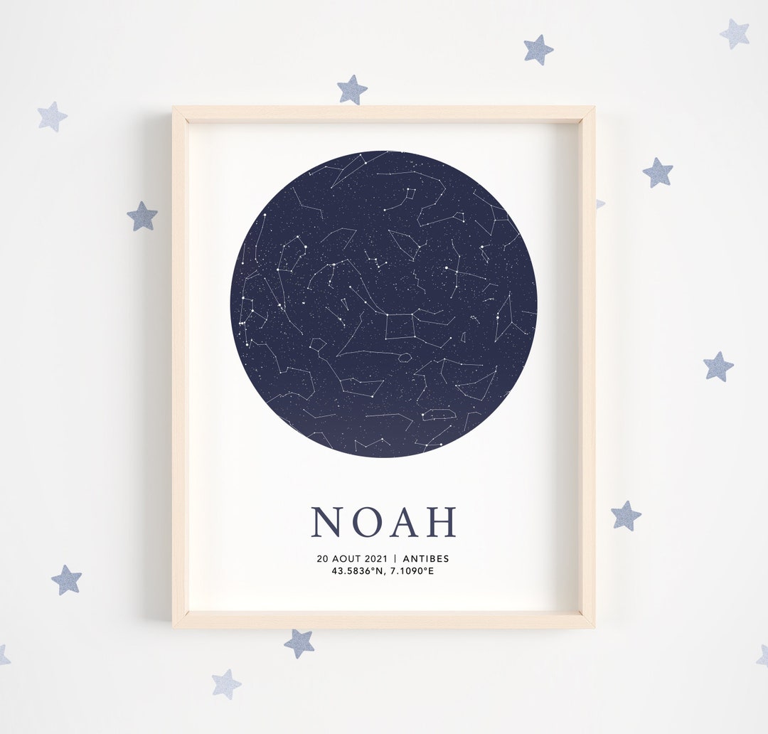 Personalized Sky Map Poster in PDF Format, Astronomy Map, Digital Child ...