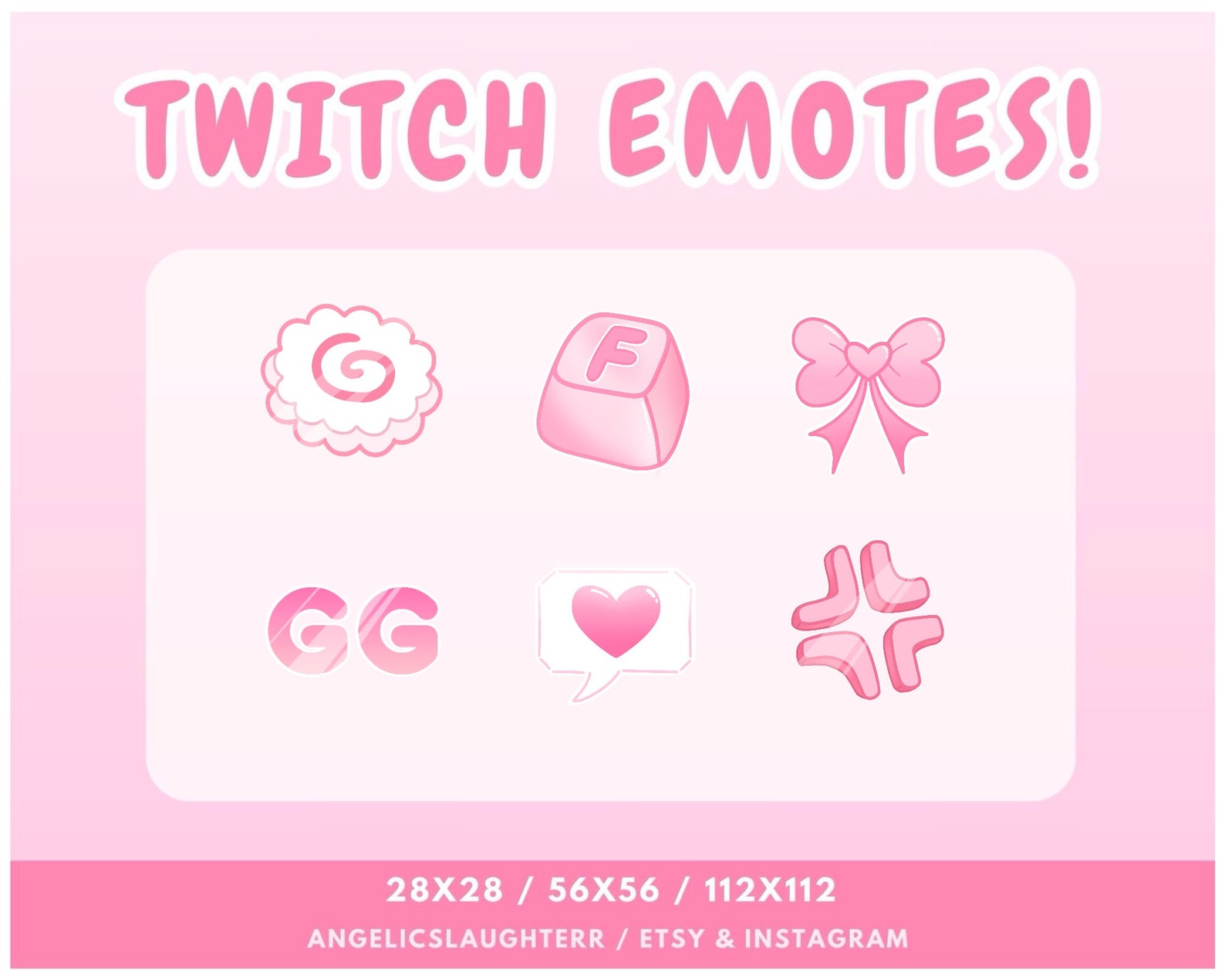 Kawaii Pink Pastel Twitch Emotes Streamer Emotes Cute Emotes Bow Heart ...