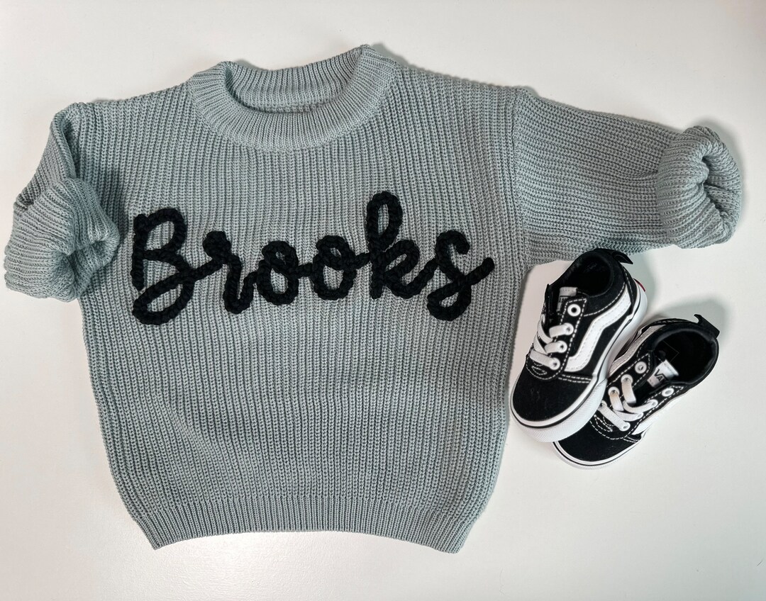 Custom Blue Baby Sweater Custom Name Blue Sweater Blue Sweater ...
