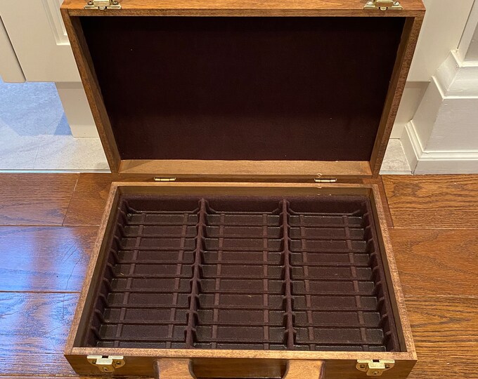 Vintage Wood 30 Cassette Storage Box Briefcase / Vintage Wood Cassette ...