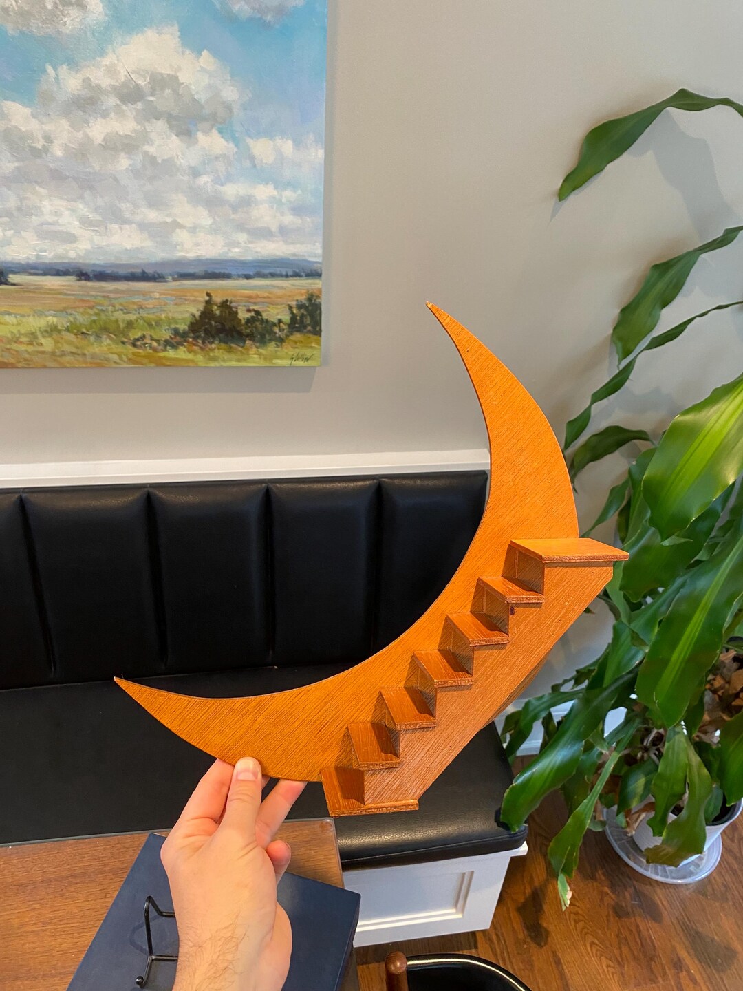 Vintage Curio Shelf, Crescent Moon Staircase, Stair Step Wood ...