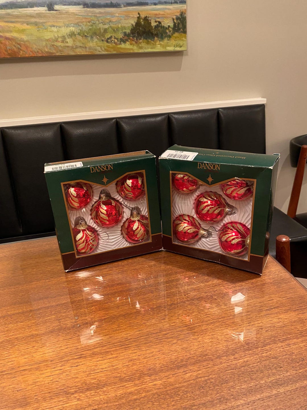 Vintage Set of 12 Red Danson Hand Painted Christmas Ornaments / Vintage ...