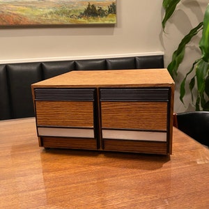 Vintage 40 CD Compact Disc Storage Box Two Drawers Case Faux Wood Grain ...