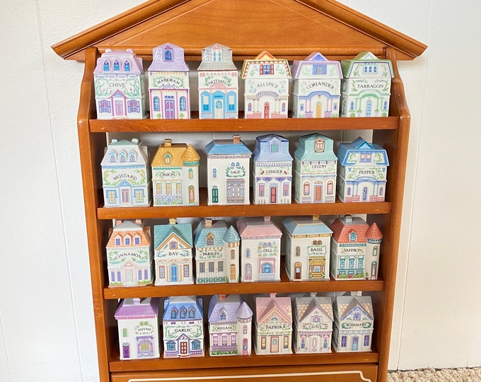 Vintage Lenox Spice Village Complete Set of 24 and Wooden Stand - 1989 ...