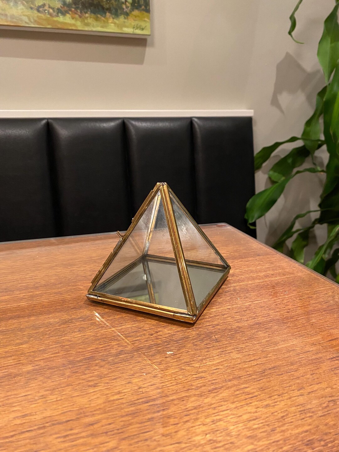 Vintage Brass Glass Mirror Pyramid Box / Vintage Brass Glass Pyramid ...