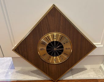 Vintage 19” MCM Mid Century Modern Atomic Starburst Silver Wall Clock ...