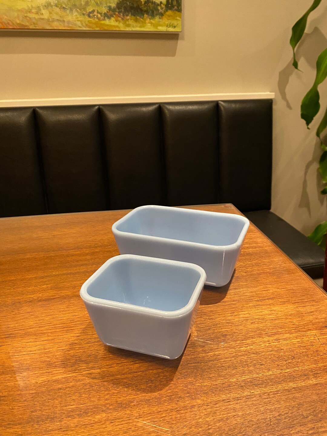 Vintage Pyrex Delphite 501 and 502 Blue Canada Made Refrigerator Dishes ...