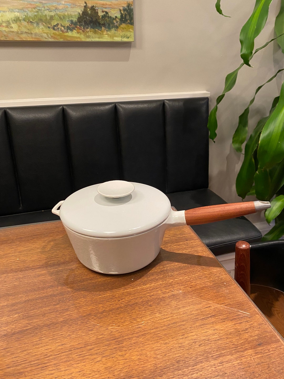 Copco White Enamel Vintage Cast Iron Pot / MCM White Copco Cast Iron ...